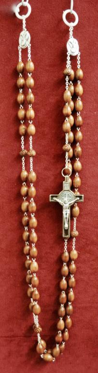 rosario in legno marrone sette poste per saio francescano con croce san ...