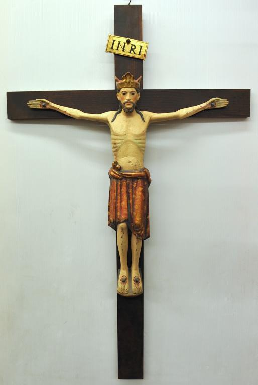 romanesque crucifix antique with gold, body cm.60 and cross cm.107x60