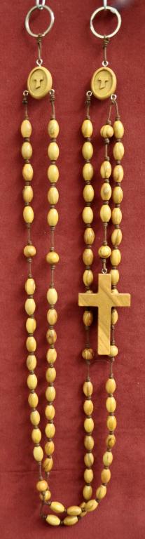 rosario in legno di olivo sette poste per saio francescano con croce